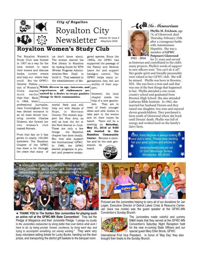 President's Newsletter February - April 2016 - General Federation of ...