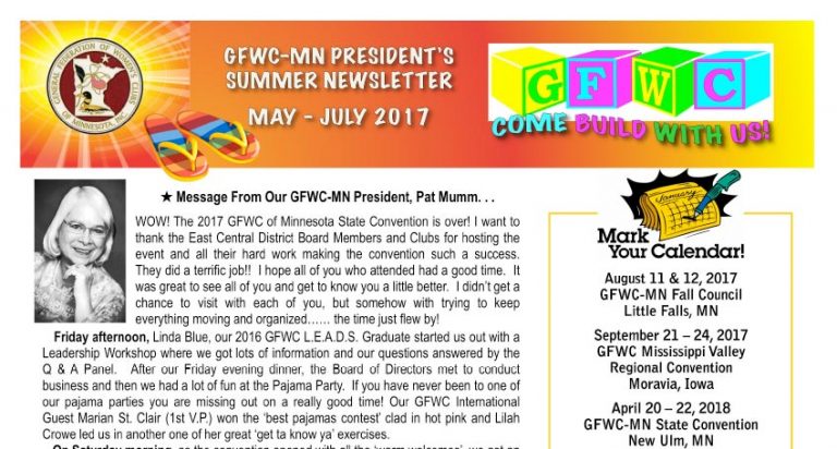 President's Newsletter Summer 2017 - General Federation of Women's ...